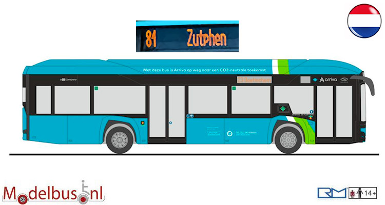 Rietze-77012-Arriva-lijn-81-Solaris-Urbino-12-19-Hydrogen | Modelbus.nl
