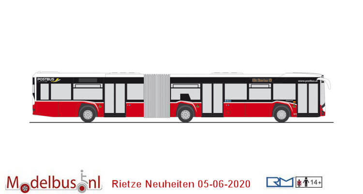 Rietze 77502 Solaris Urbino 18 ´19 Postbus Wiener Linien | Modelbus.nl