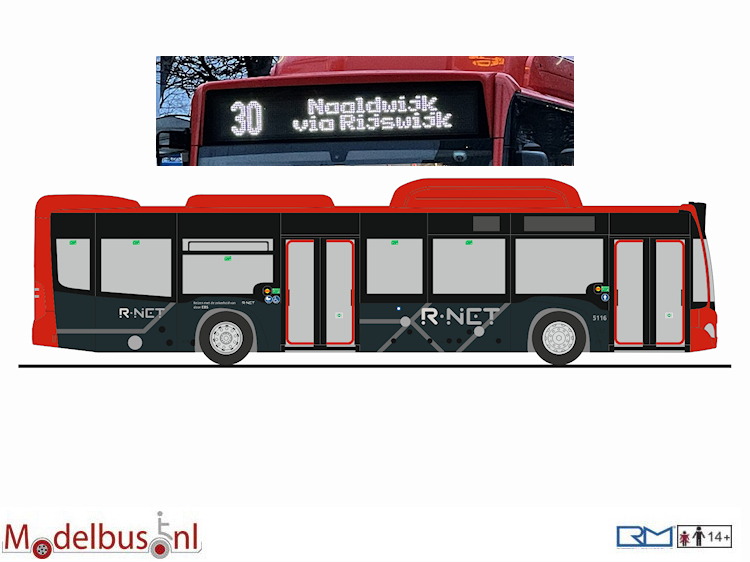 Rietze 73500-30 EBS R-NET NGT 5116 regio Haaglanden | Modelbus.nl